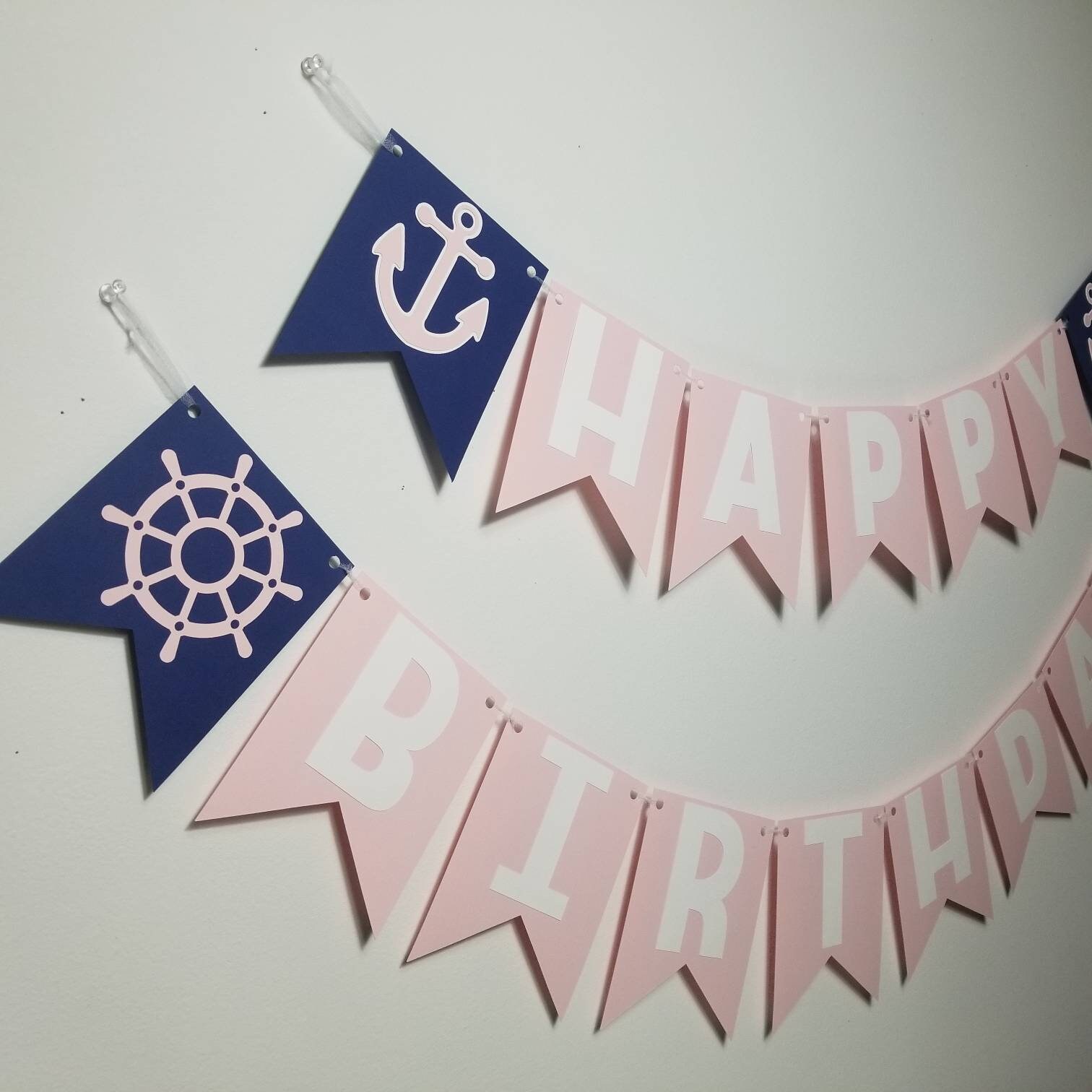 Nautical Happy Birthday Banner Birthday Banner Nautical Banner - Etsy