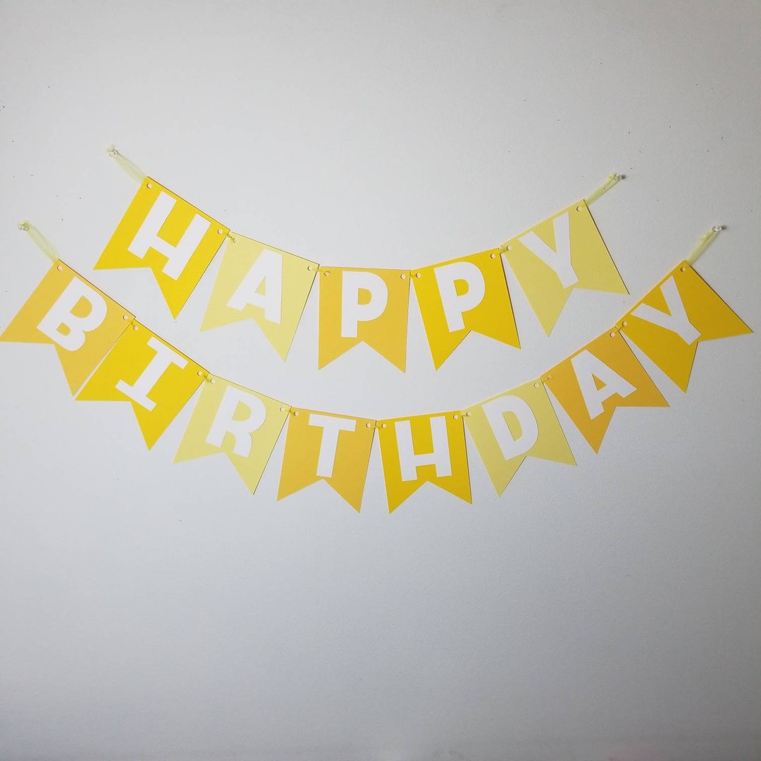 Happy Birthday Banner * Yellow Banner * Yellow Ombre Banner * Summer ...