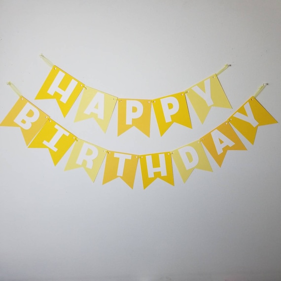Happy Birthday Banner Yellow Banner Yellow Ombre Banner - Etsy