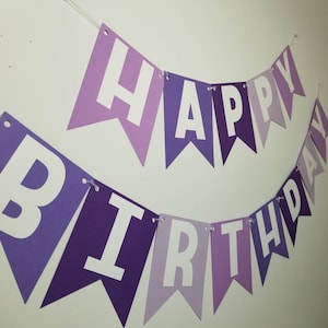 Happy Birthday Banner * Purple Banner * Purple Ombre Banner * Summer ...