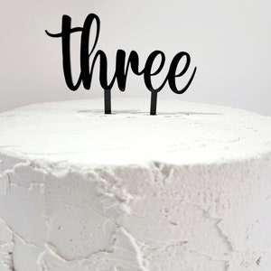 THREE Cake Topper - Third Birthday Cake Topper - THREE Smash Cake ...