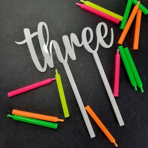 THREE Cake Topper - Third Birthday Cake Topper - THREE Smash Cake ...