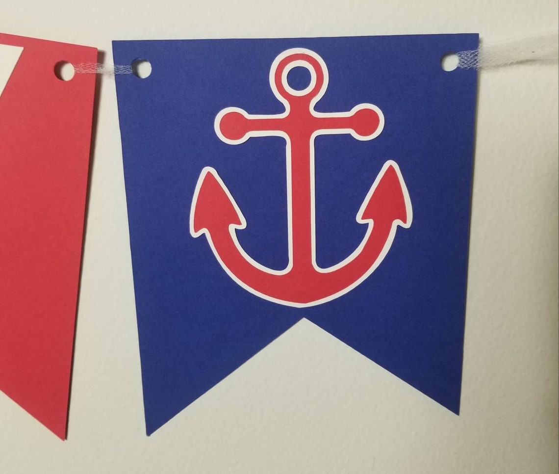 Ahoy It's a Boy Banner * Nautical Banner * Navy and Red Nautical ...