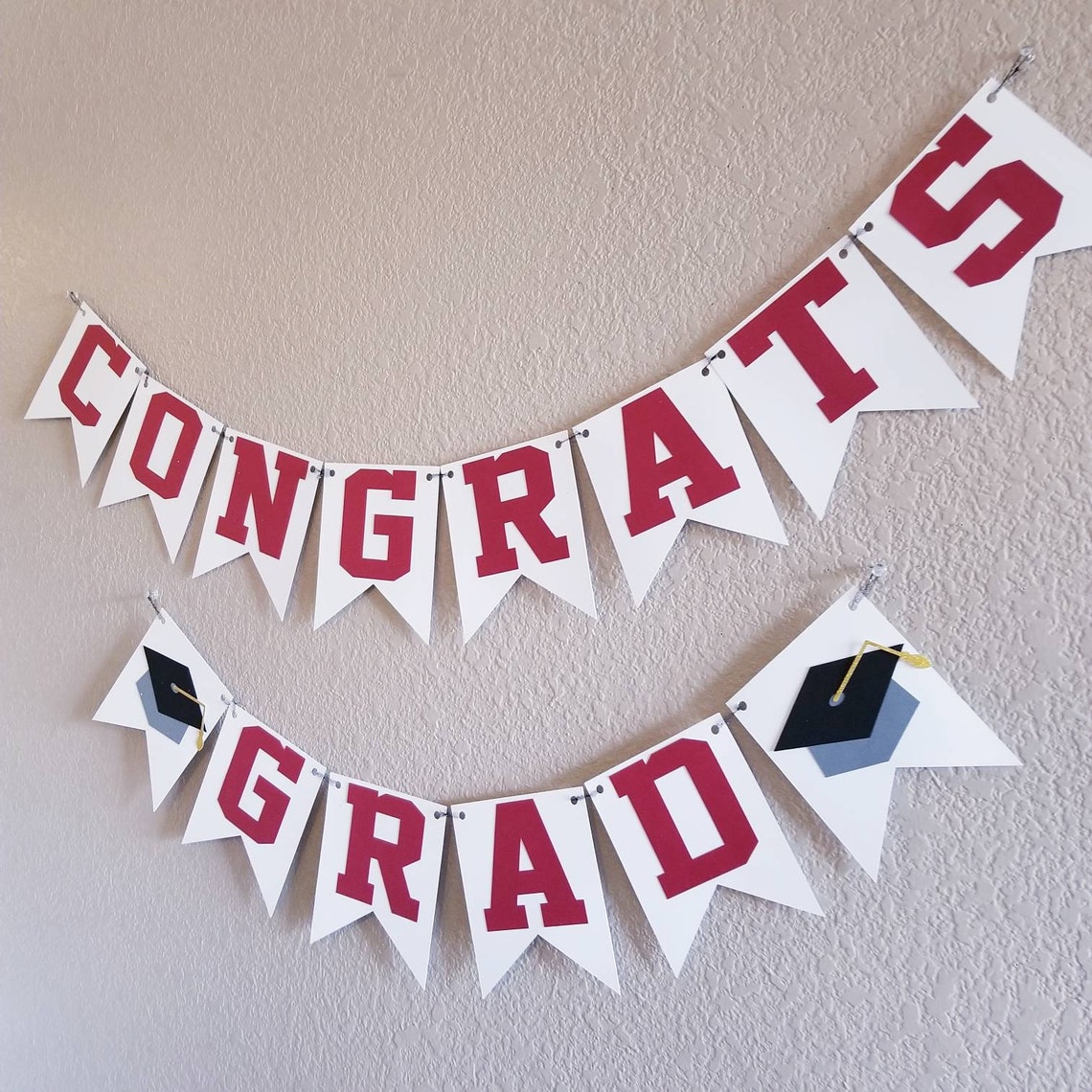 Graduation Banner Graduation Party Decorations Congrats Grad Maroon and ...