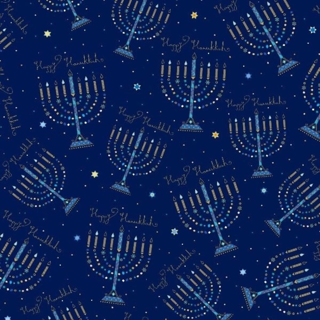 Hanukkah Fabric by Half Yard, Holiday Cotton, Winter Quilting Cotton ...