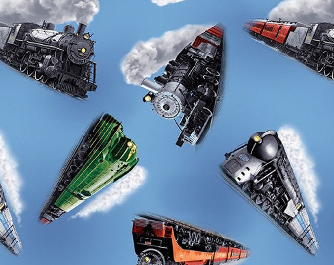Locomotives Fabric Railroad Symbols by Thin Line Textiles Locomotives ...