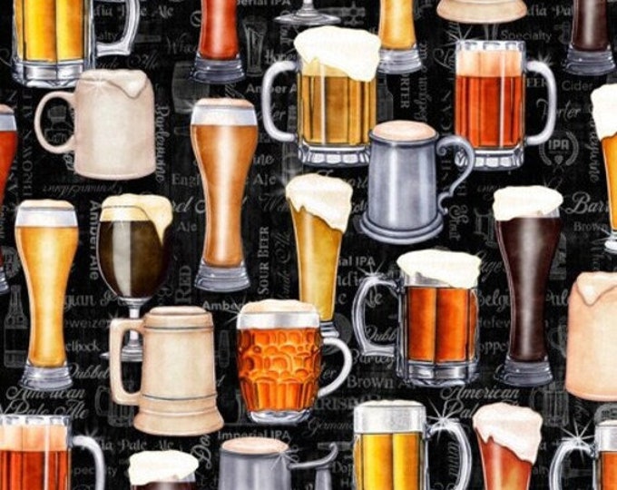 Beer Fabric by Half Yard, Beer Print Fabric, Craft Beer Printed ...