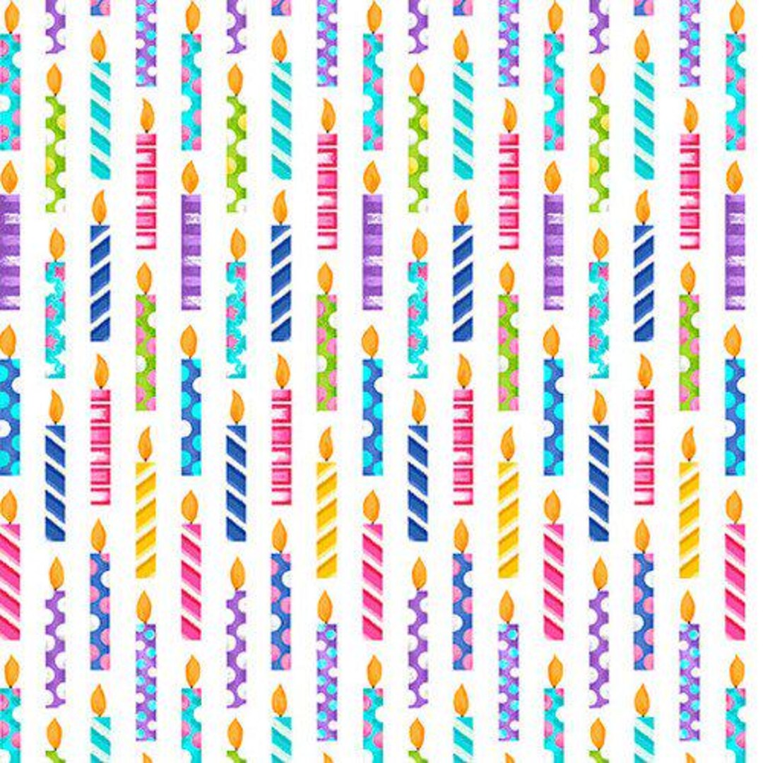 Birthday Candles Fabric by Half Yard, Candle Print Fabric, Birthday ...