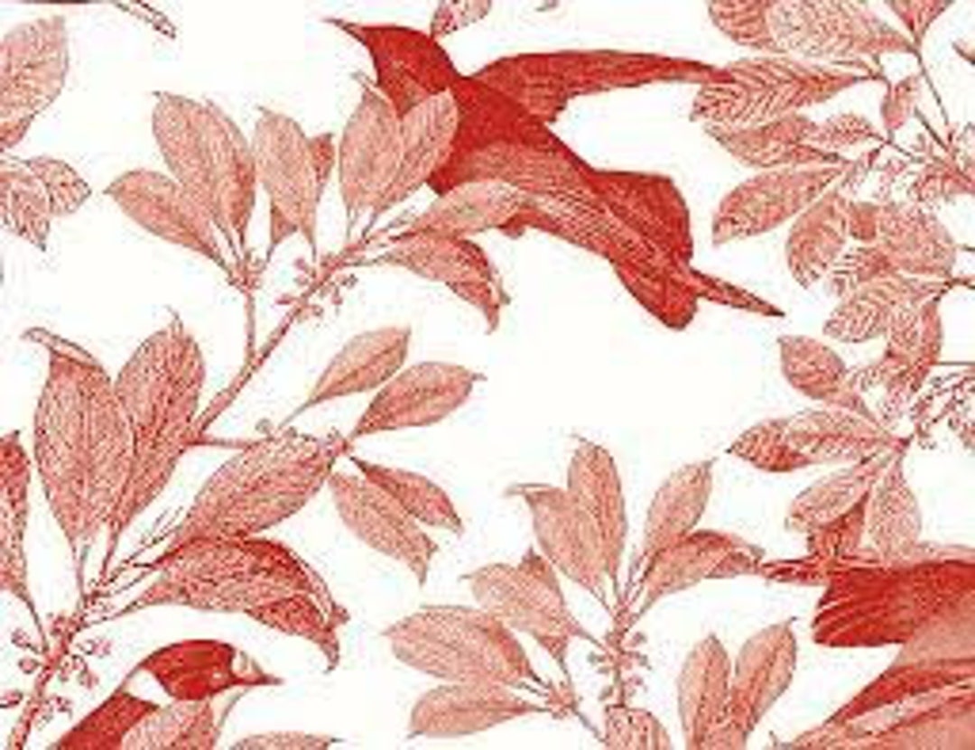 Bird Fabric by Half Yard, Red Bird Cotton, Bird Quilting Cotton, Nature ...