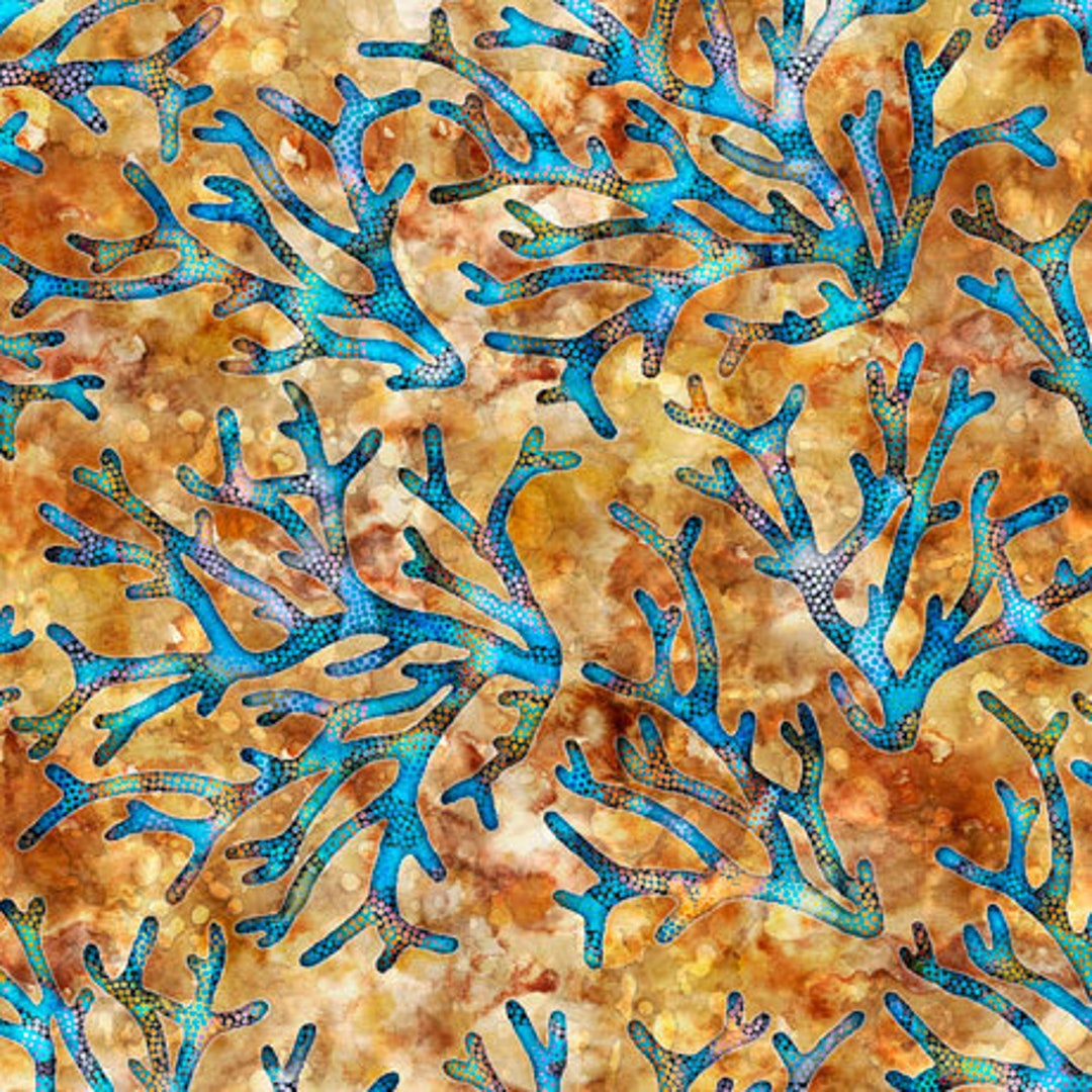Coral Fabric by Half Yard, Ocean Fabric, Printed Quilting Cotton, Sea ...