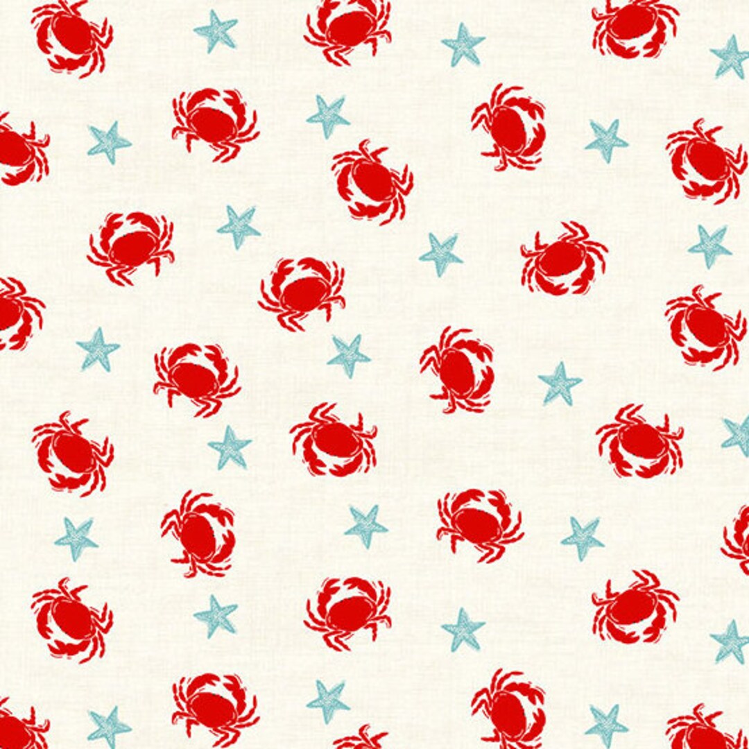 Crab Fabric by Half Yard, Men Fabric, Nautical Quilting Cotton ...
