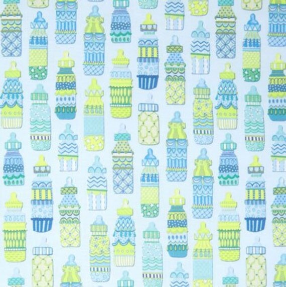 Baby Bottles on Blue Fabric by Half Yard Baby Bottles Fabric - Etsy