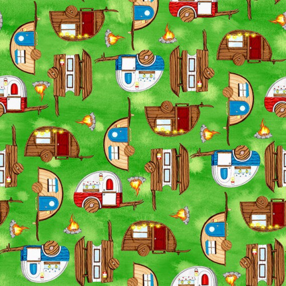 Gnome fabric by half yard camper cotton decoration quilting cotton novelty quilting fabric trailer sewing fabric camper print fabric