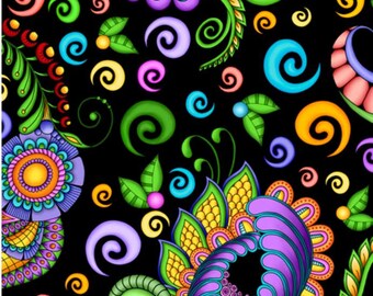 Bright Paisley Fabric - Etsy