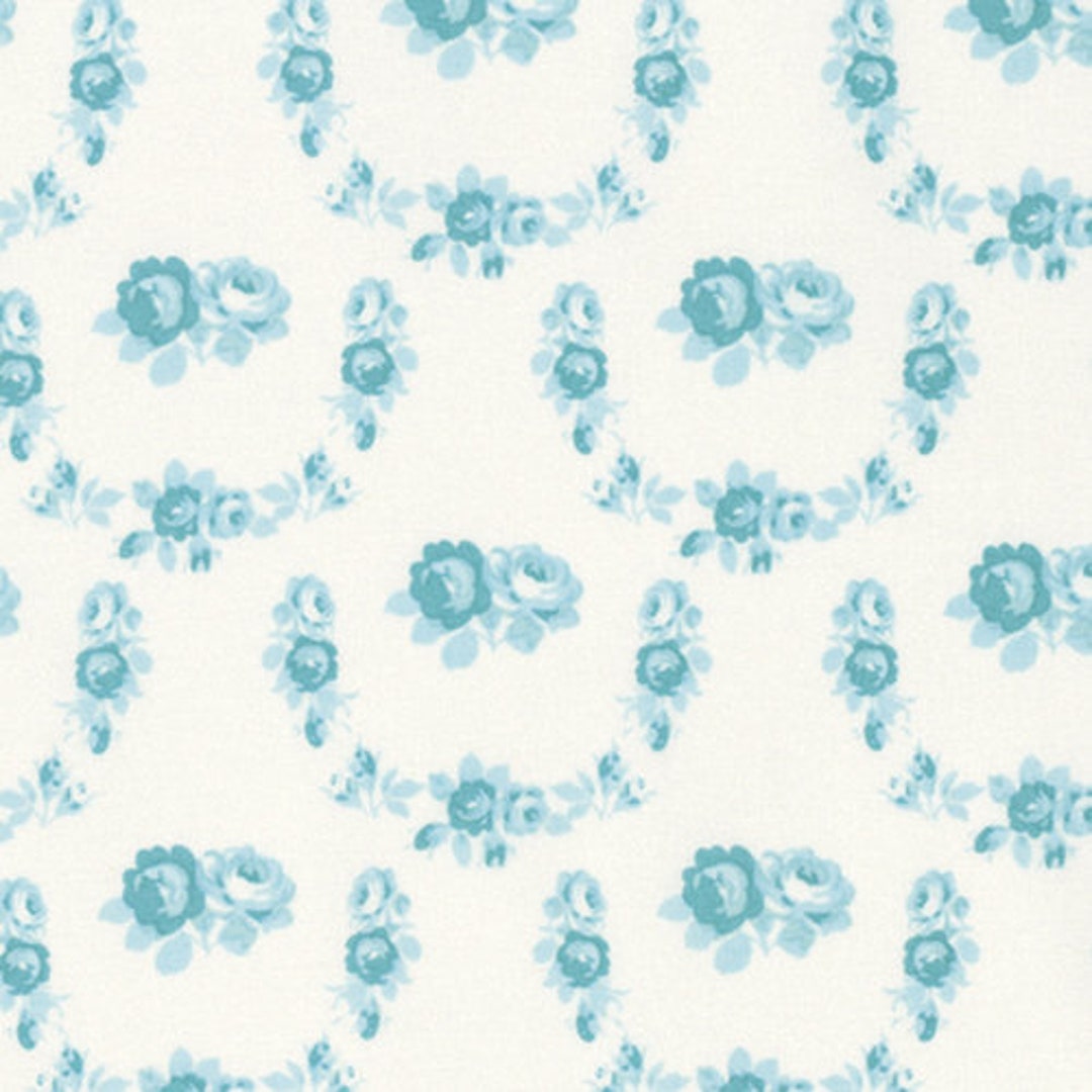 Teal Floral Fabric by Half Yard, Flower Cotton, Trellis Quilting Cotton ...