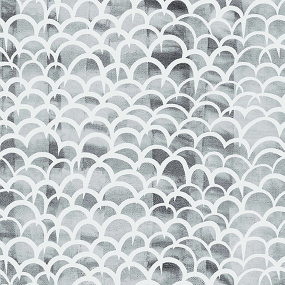 Fish Scales Fabric by Half Yard Grey Paint Cotton Grey | Etsy