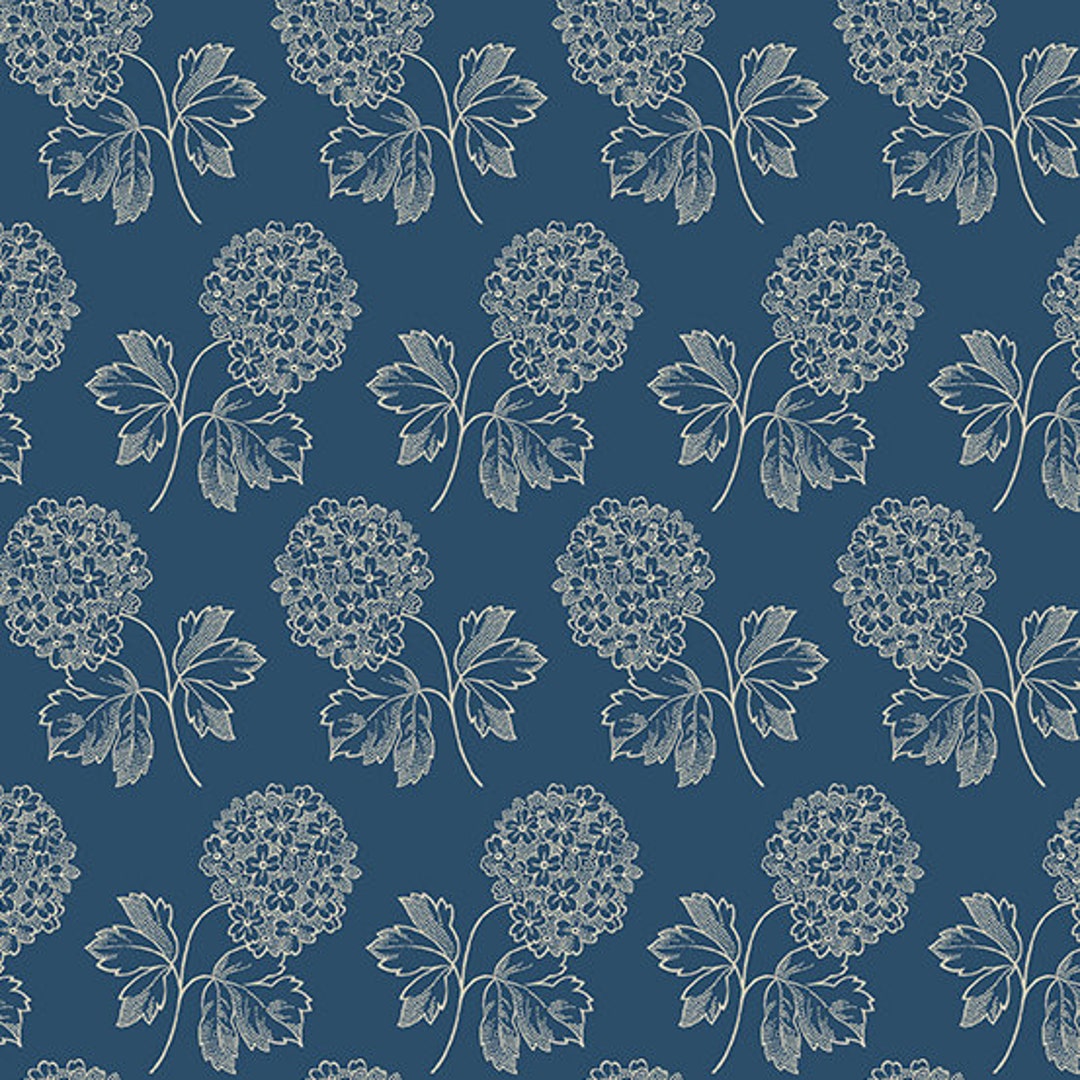 Floral Fabric by Half Yard, Blue Plant Fabric, Blue Floral Printed ...