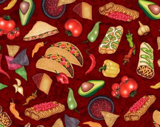 Taco Fabric by Half Yard, Burrito Print Fabric, Mexican Food Quilting ...