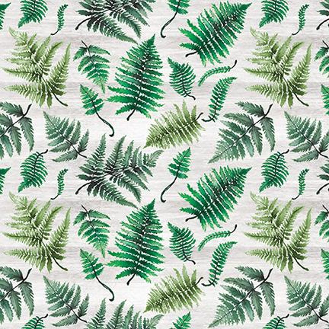Fern Leaves Fabric by Half Yard, Green Fern Cotton, Fern Quilting ...