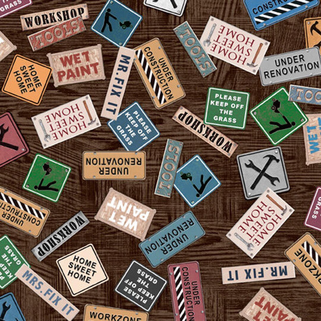 Construction Fabric by Half Yard, Road Fabric, Road Signs Quilting ...