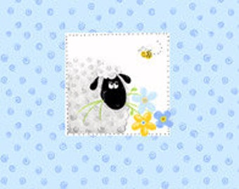 Lewe the Sheep Fabric by Half Yard, Susybee Cotton, Jumping Sheep ...