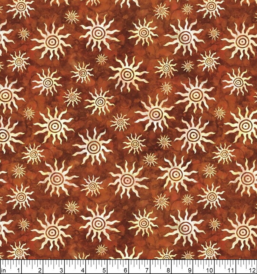 Sun Fabric by Half Yard, Native Sun Fabric, Printed Quilting Cotton ...