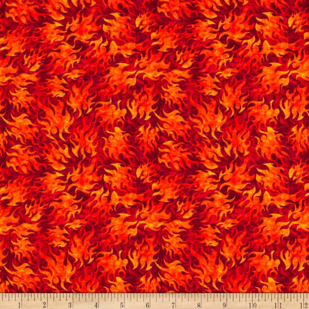 Flame Fabric by Half Yard, Biker Fabric, Flame Printed Quilting Cotton ...