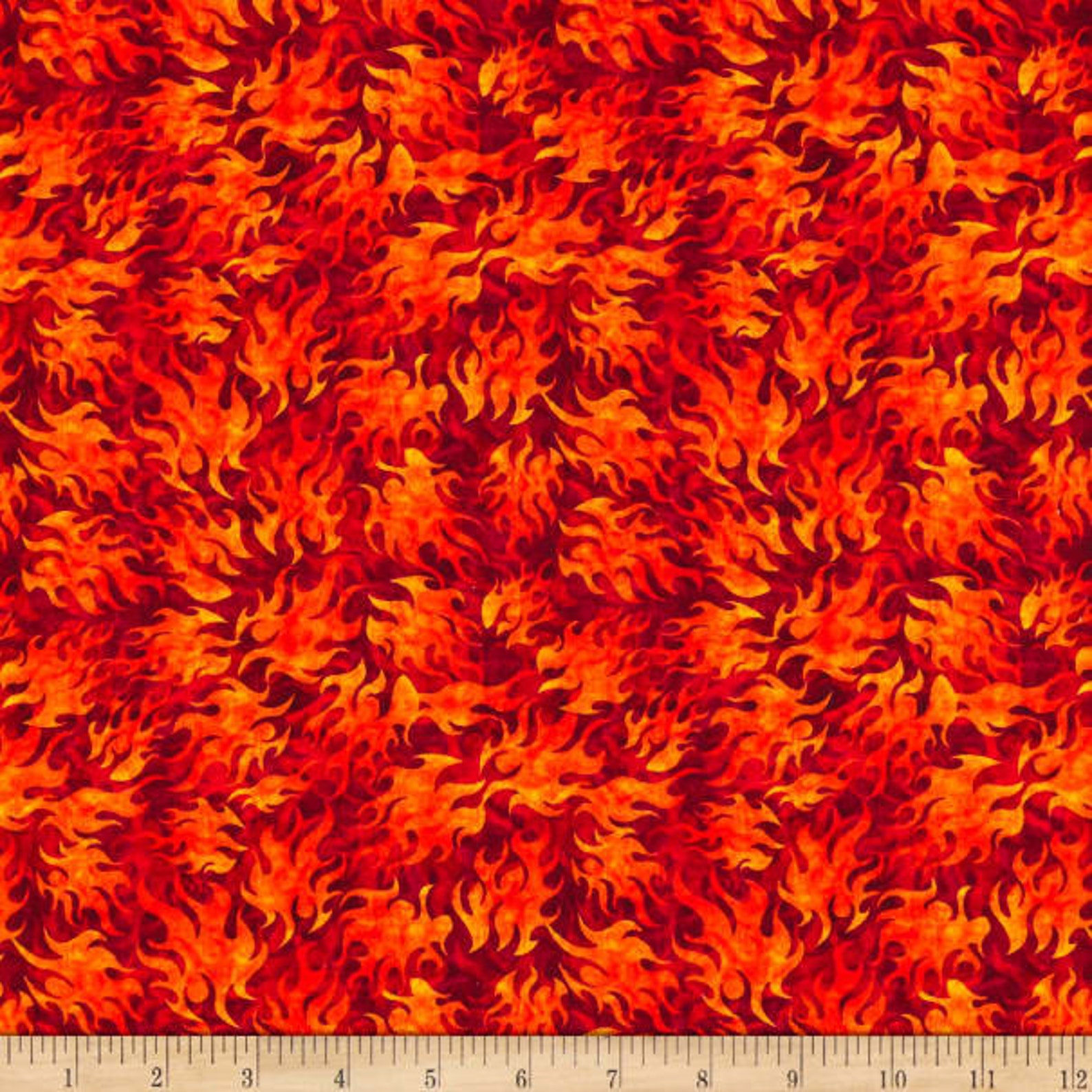 Flame Fabric by Half Yard, Biker Fabric, Flame Printed Quilting Cotton ...
