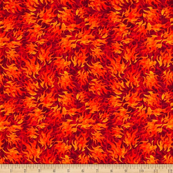 Flame fabric by half yard biker fabric flame printed | Etsy