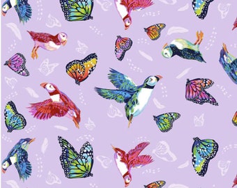 Vintage Bird Fabric Birds and Butterflies by Susan Polston Mod Vintage ...
