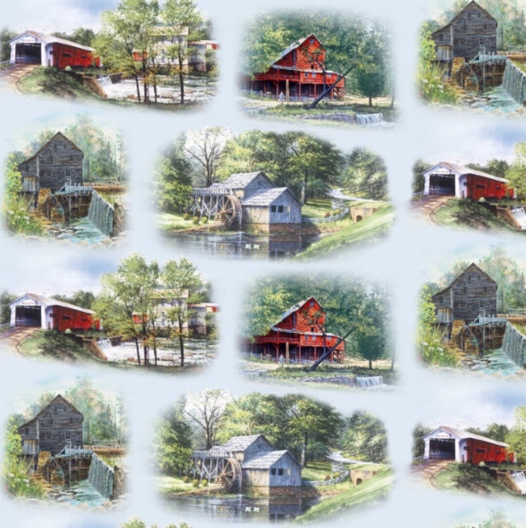 Farm Fabric by Half Yard, Barn Fabric, Printed Quilting Cotton, Barn ...