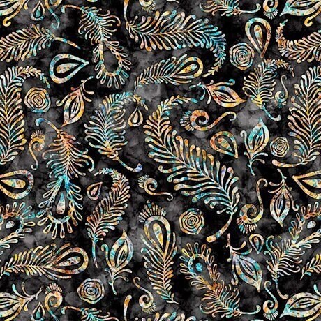 Feather Fabric by Half Yard, Dark Feather Quilting Cotton, Bird ...