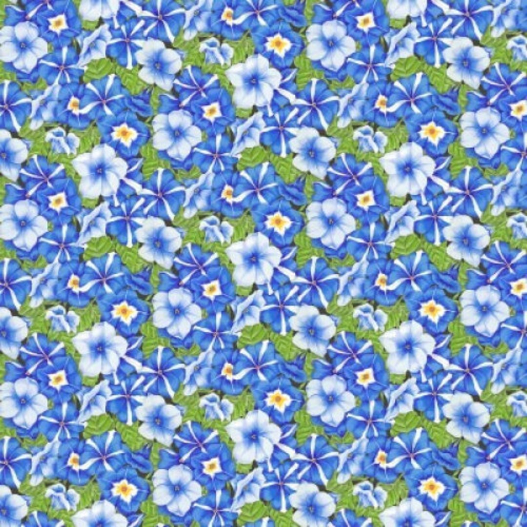 Blue Floral Fabric by Half Yard, Flower Cotton, Petunia Quilting Cotton ...