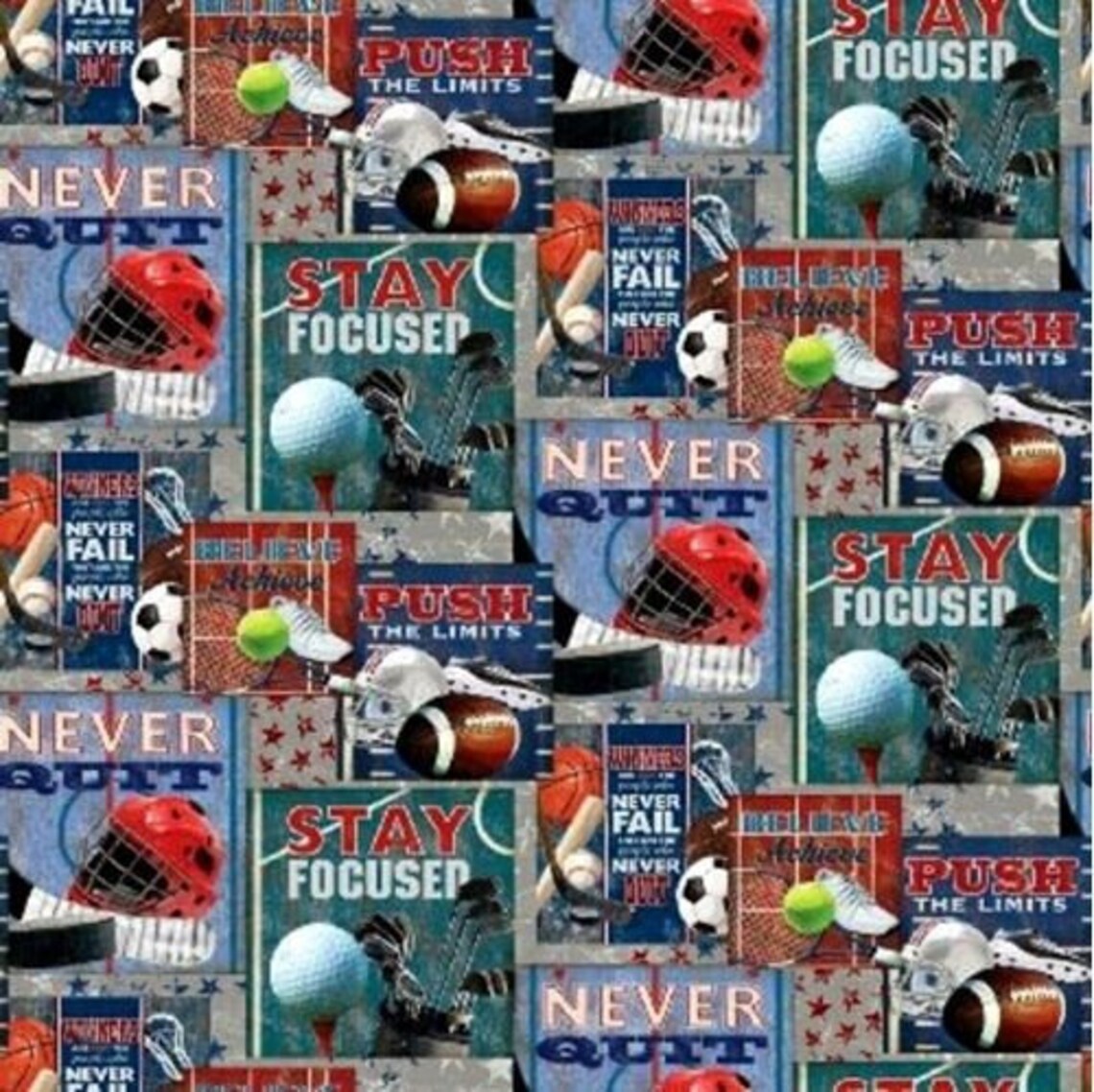 Football Fabric by Half Yard, Football Gear Fabric, Sports Quilting ...