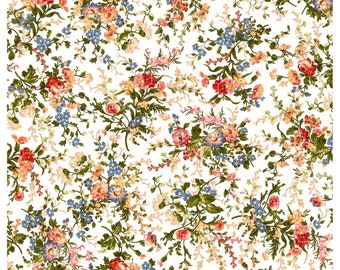 Cream Floral Fabric | Etsy