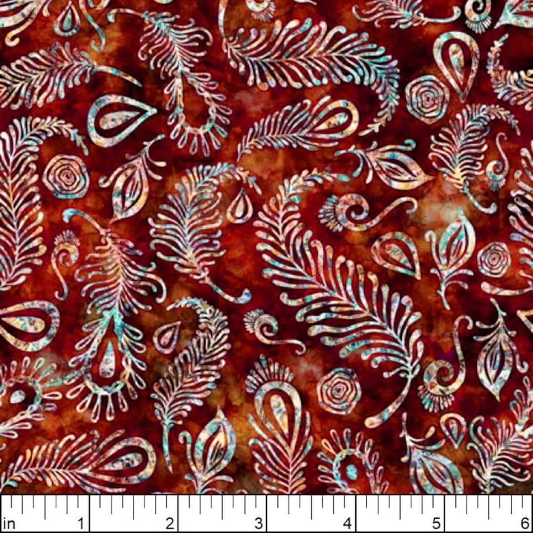 Feather Fabric by Half Yard, Rust Feather Quilting Cotton, Bird ...