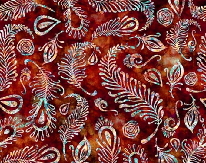 Feather Fabric by Half Yard, Rust Feather Quilting Cotton, Bird ...