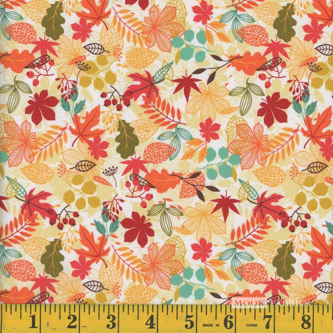 Autumn Leaves Fabric by Half Yard, Fall Leaves Cotton, Leaf Quilting Cotton, Nature Quilting ...
