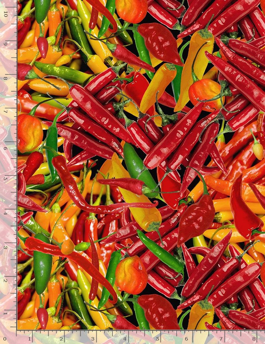 Hot Pepper Fabric by Half Yard, Red Pepper Fabric, Green Pepper ...