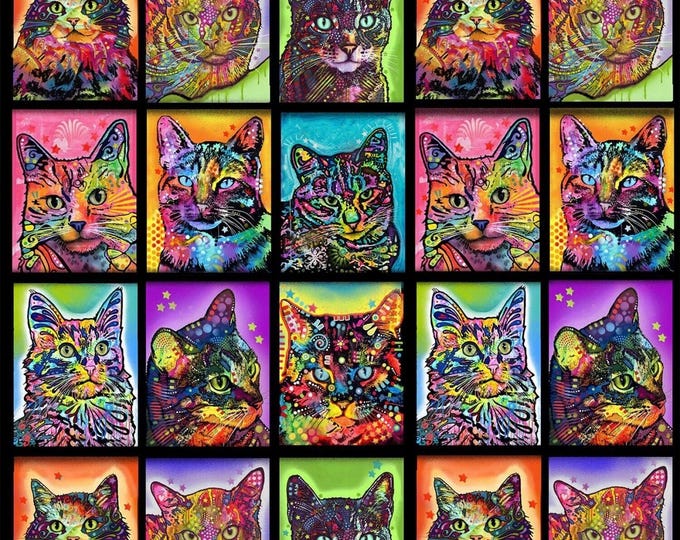 Cat Fabric by Half Yard, Cat Panel, Printed Quilting Cotton, Cat ...