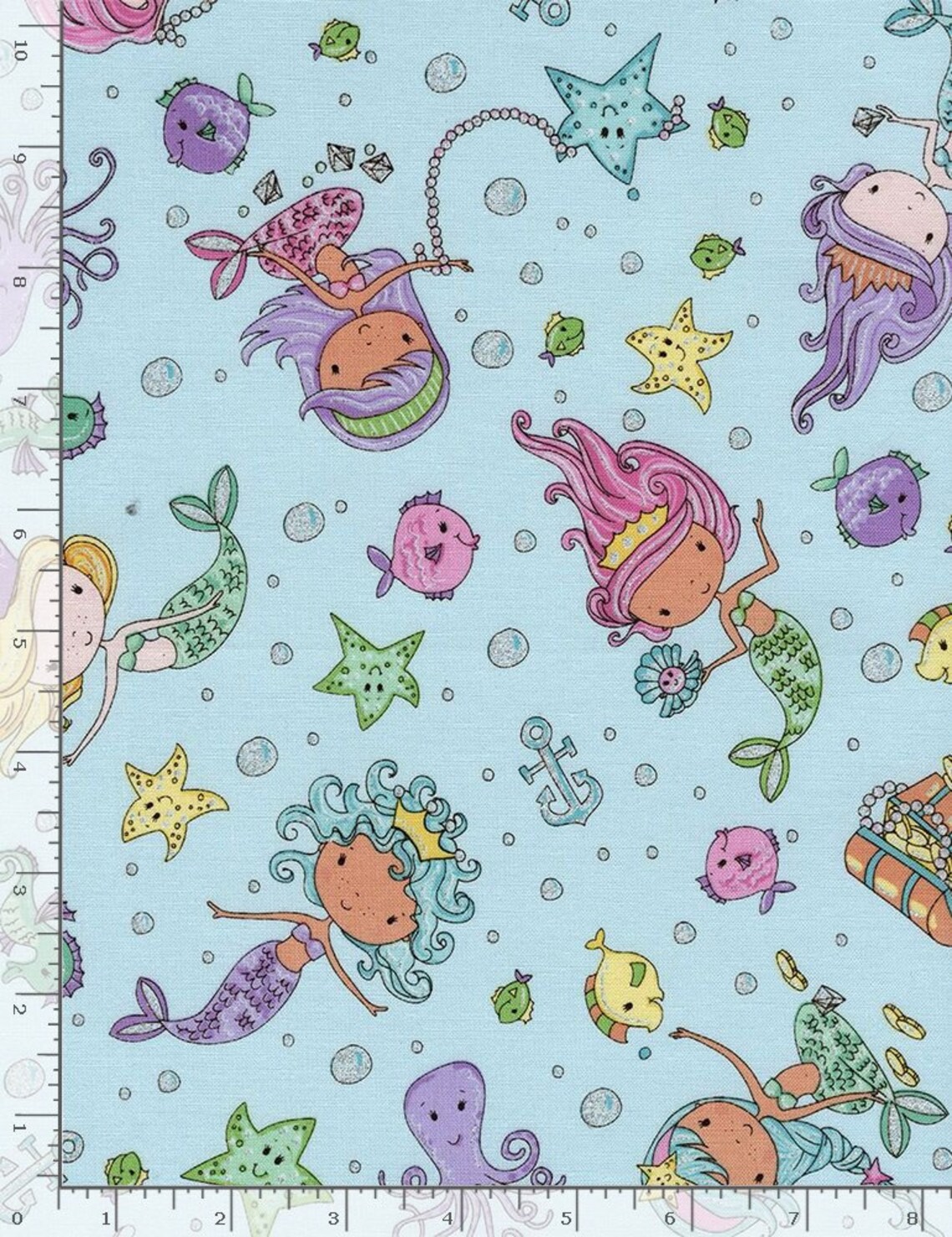 Mermaid Fabric by Half Yard Ocean Fabric Mermaid Quilting | Etsy