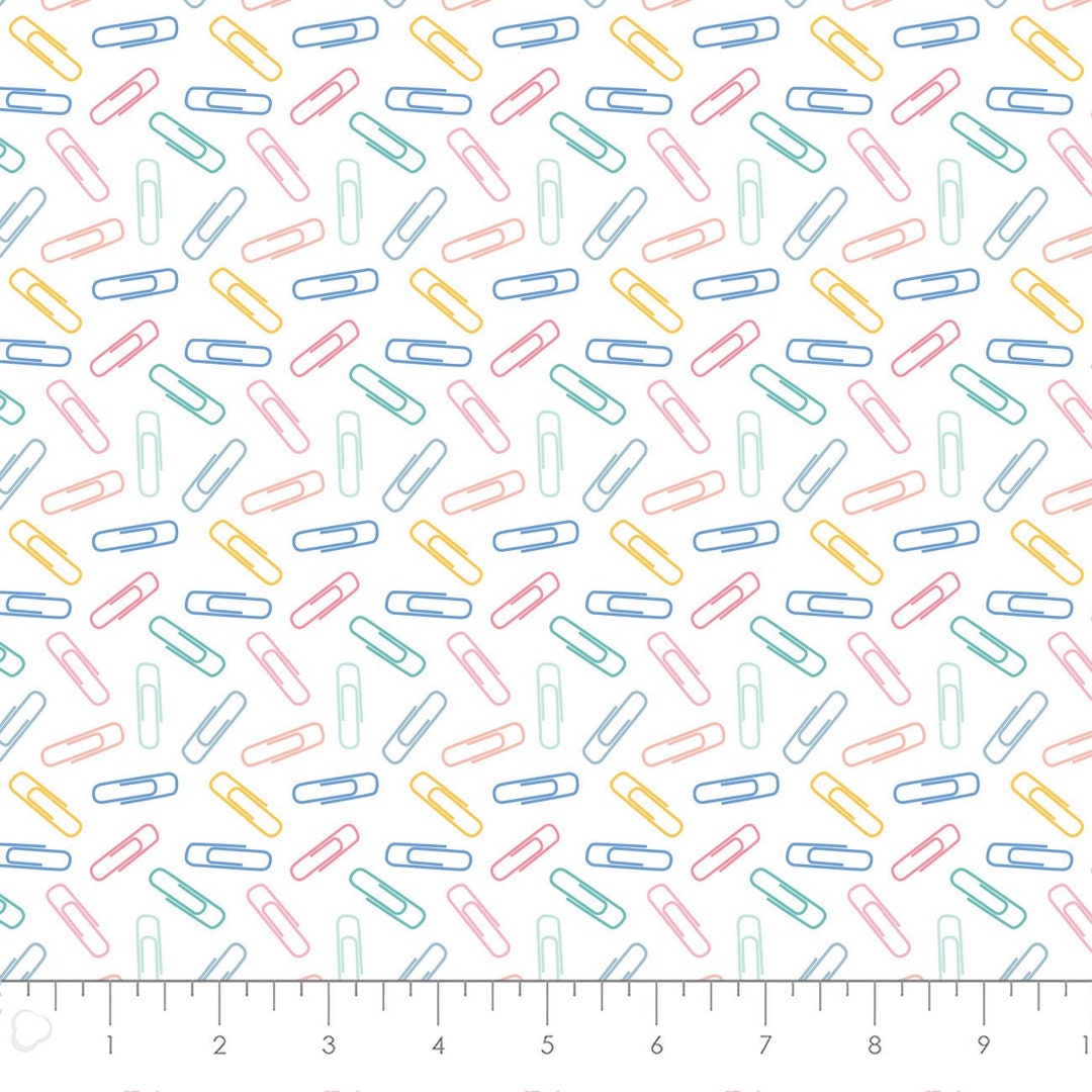 Paperclip Fabric by Half Yard, Office Fabric, Office Theme Printed ...