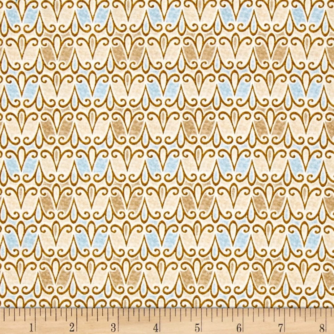 Scroll Fabric by Half Yard, Cream Blender Cotton, Cream Quilting Cotton ...
