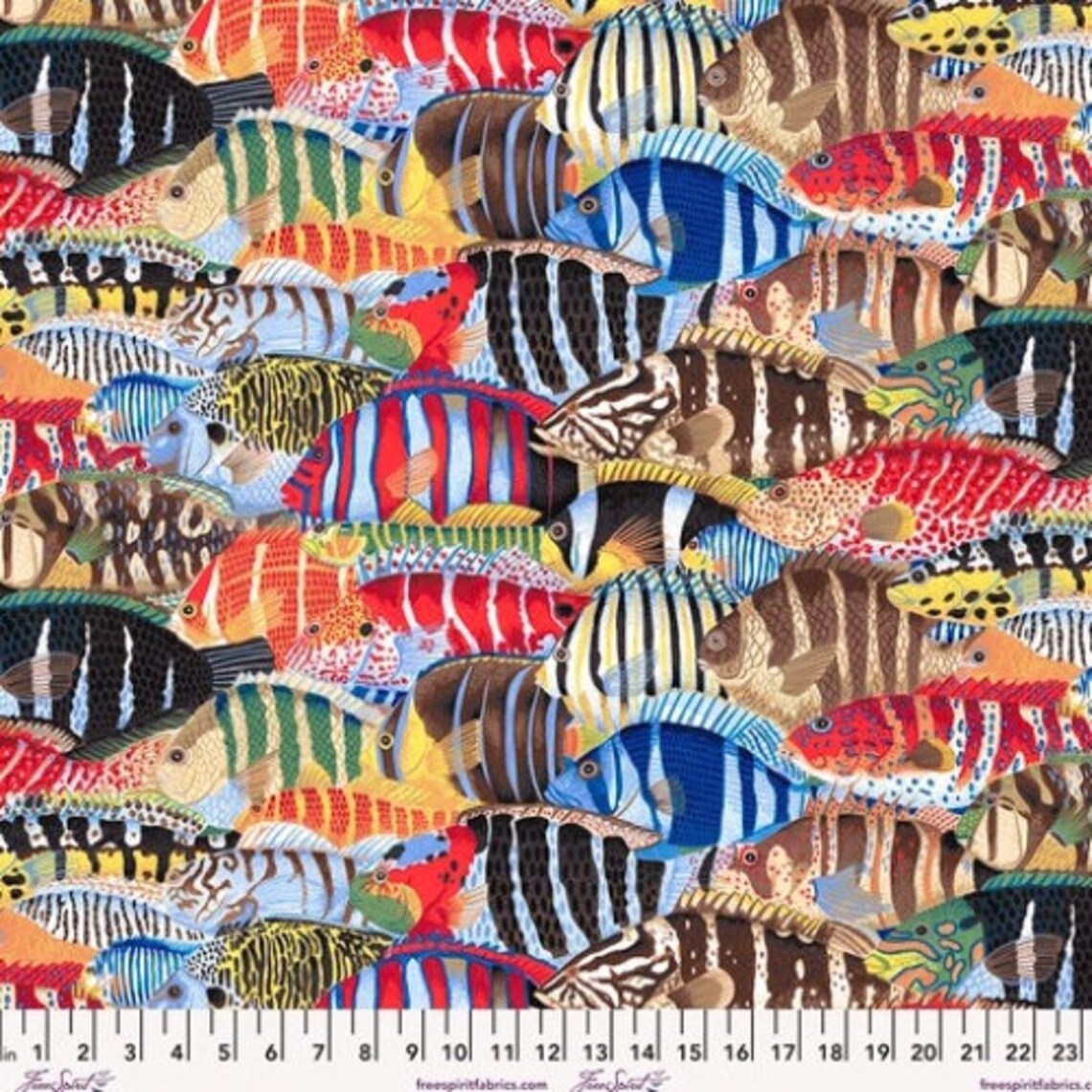 Fish Fabric by Half Yard, Ocean Cotton, Treasure Island Quilting Cotton ...