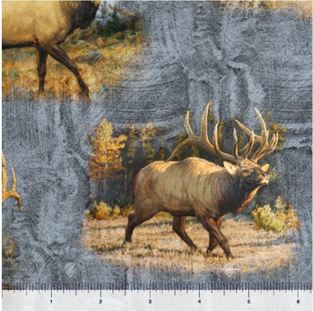 Elk Fabric by Half Yard, Wild Animal Fabric, Printed Quilting Cotton ...