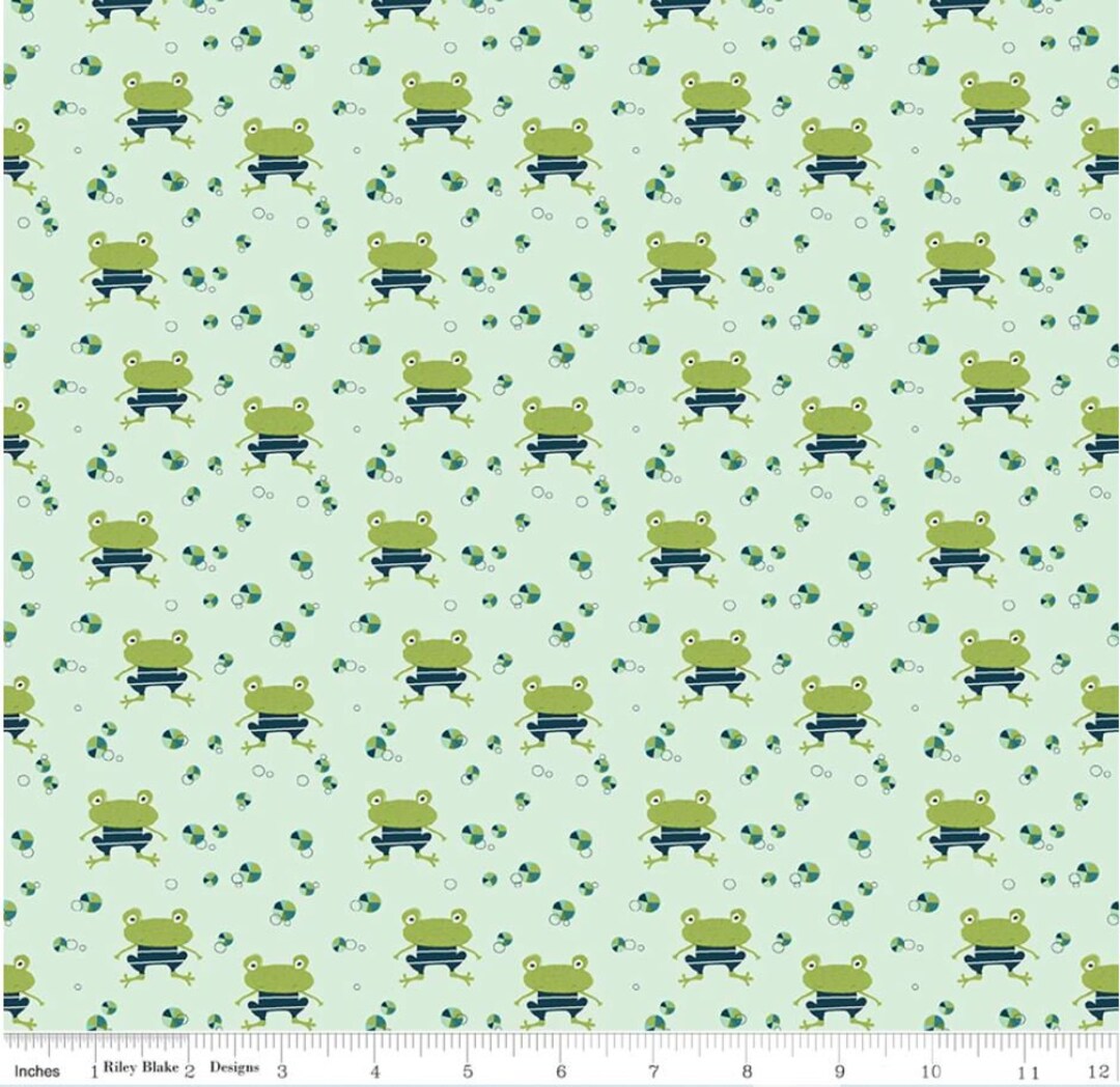 Frog Fabric by Half Yard, Children Fabric, Printed Quilting Cotton ...