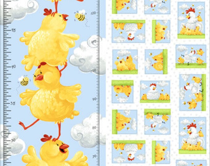 Pippa Growth Chart Panel Fabric, Susybee Panel, Chicken Quilting Panel ...