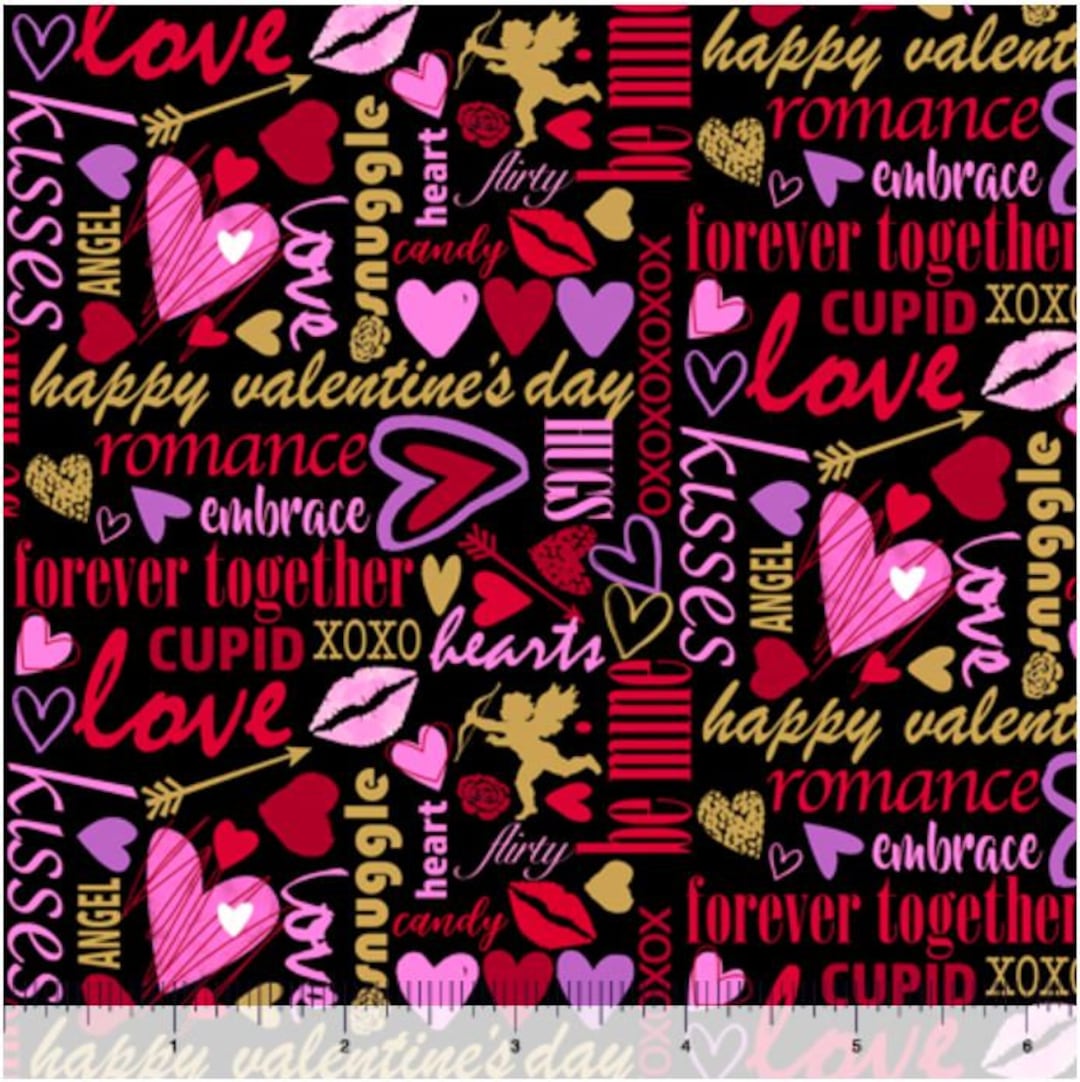 Heart Fabric by Half Yard, Love Fabric, Heart Printed Quilting Cotton ...