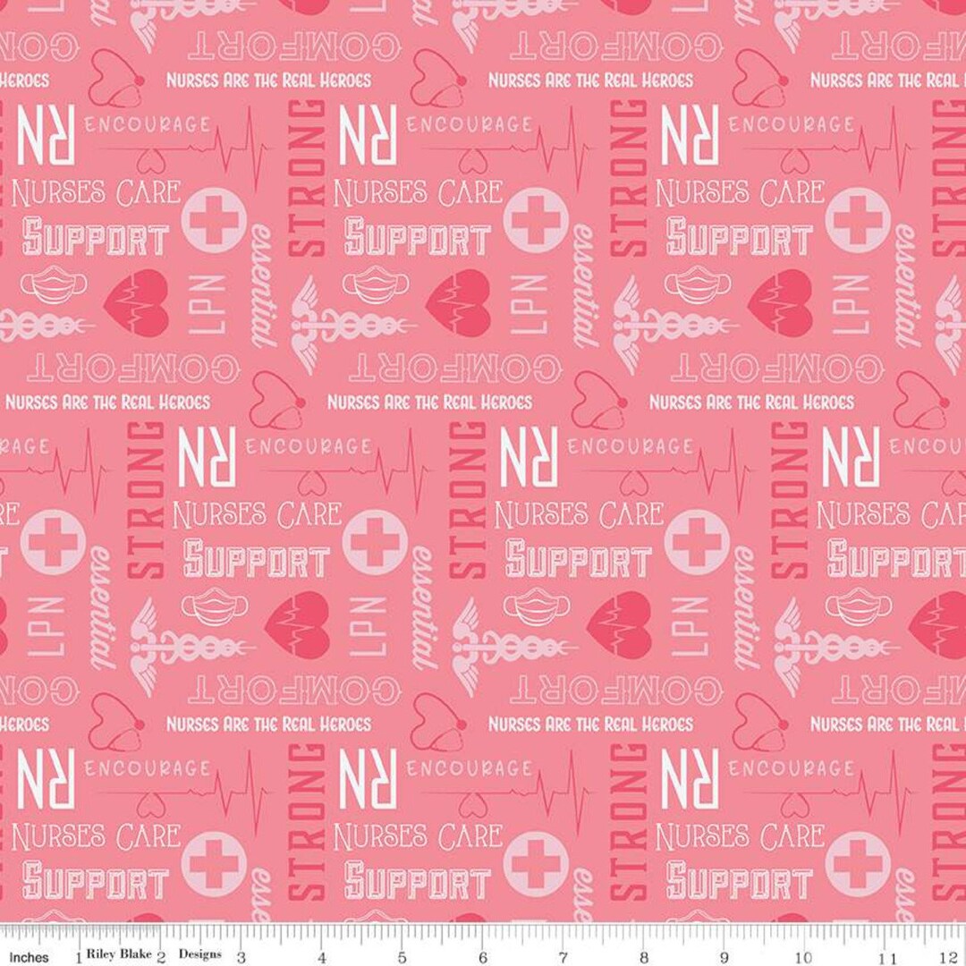 Medical Fabric by Half Yard, Pink Nurse Fabric, Printed Quilting Cotton ...
