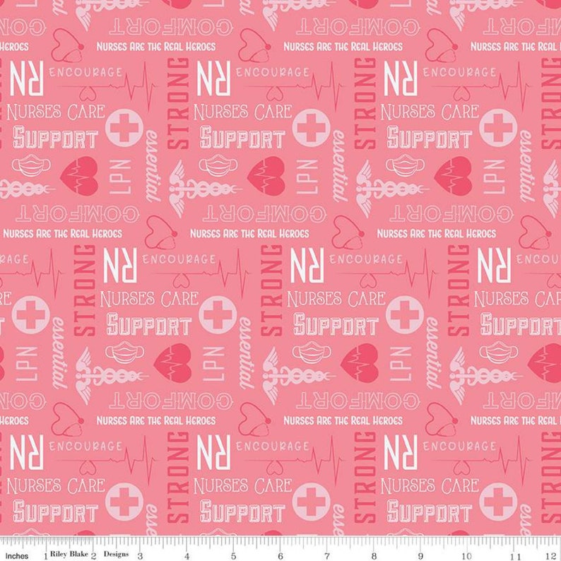 Medical Fabric by Half Yard, Pink Nurse Fabric, Printed Quilting Cotton ...